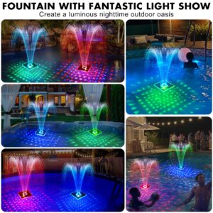 ChlorStar Solar Fountain With Light Show,2024 Large Solar Pool Fountain With Anchor,Square Floating Pool Fountains for Inground Above Ground Pool,Solar Powered Water Fountain Pump for Pool,Outdoor-1PC