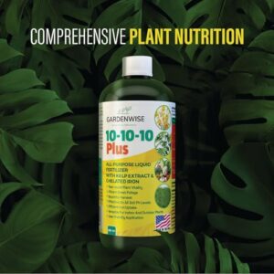 GARDENWISE 10-10-10 Fertilizer for All Purpose Plants - Liquid Fertilizer with Seaweed Kelp & Iron - Plant Food Outdoor & Indoor Plant Food, Vegetables, Flowers, Lawn & Garden 10 10 10 Fertilizer 8oz