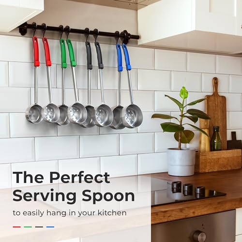 Portion Control Serving Spoons - Bariatric Must Haves - Ideal for Weight Watchers & Gastric Bypass - Set of 8 Ladles, 4 Sizes - Solid Bottom & Perforated/Slotted for Draining