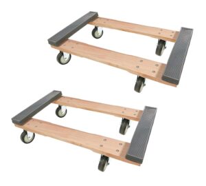 mytee products 2 pack 32"x18" rubber caps moving dolly with 4" non-marking swivel caster wheels 1000 lbs - chicago style heavy duty 4 wheel dolly cart for moving industrial heavy loads, furniture