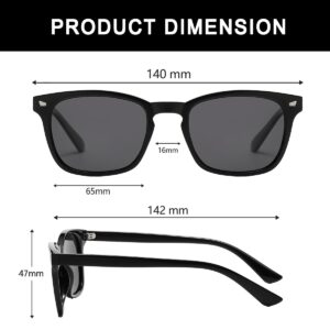 D Lolylad Polarized Sunglasses UV 400 Protection Black Retro Designer Style Fashion Sunglasses for Women and Men