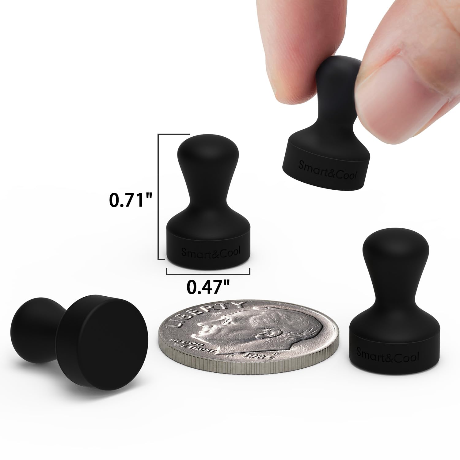 SMART&COOL Black 20 Pack Strong Silicone Push Pin Magnets, Anti Scratch Fridge Magnets, Small Push Pin Magnets, Magnets for Refrigerator, Whiteboard, Kitchen, School