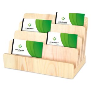 4 tier 7.7" x 4.5" x 5" wood business card holder display business card display rack business card stand business card organizer multiple business card holder case gift card display for office desk