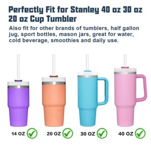 YOUCOX 10 Pcs Replacement Straw for Stanley Cup 40 oz 30 oz 64 oz Tumbler, Clear Reusable long Straws with Cleaning Brush for Stanley Adventure Tumbler Accessories, Dishwasher Safe