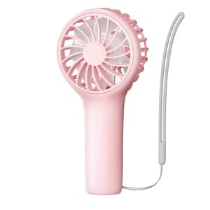 zuvas mini portable fan rechargeable small handheld fan 3 speed powerful personal fan battery operated usb hand fan for outdoor travel makeup eyelash girls children, pink