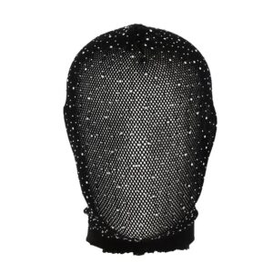 black crystal elastic mesh rhinestone masquerade masks full face veils see through fishnet headwear hairbands turban head covers wraps