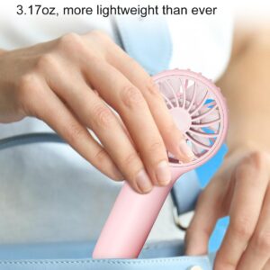 Zuvas Mini Portable Fan Rechargeable Small Handheld Fan 3 Speed Powerful Personal Fan Battery Operated USB Hand Fan for Outdoor Travel Makeup Eyelash Girls Children, Pink