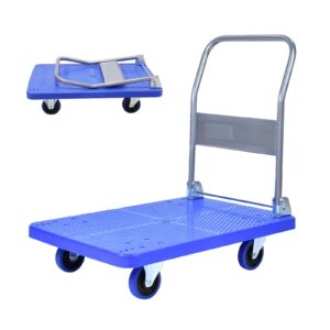 tagepor folding platform truck push cart pull heavy duty flatbed cart （35.23 * 23.42in） load 880lbs handtruck