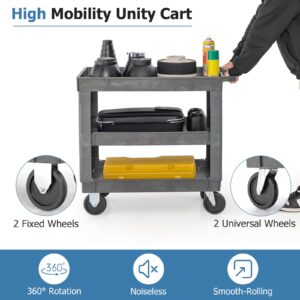 Goplus Service Utility Cart, 3-Tier Heavy-Duty PP Rolling Cart with 550 LBS Capacity, 2 Universal Wheels, Ergonomic Handle, Multi-Functional Work Carts for Garage, Kitchen, Hotel, Office, Warehouse