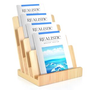 dlugopis 4 tier wood brochure holder 8.5 x 11magazine display rack brochure display stand literature holder pamphlet display stand magazine organizer flyer display holder for table counter