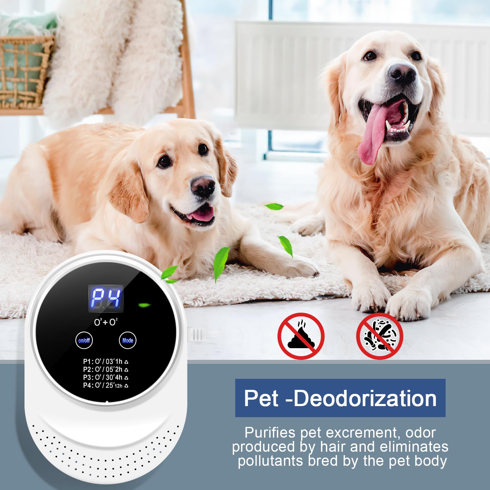 Ozone Odor Eliminator for Strong Odor 99% Cat Litter Deodorizer Dog Poof Odor Removal Home Plug in Air Purifier for Bedroom Toilet Kitchen Pets Shoe Smoke Car Formaldehyde Air Freshener White