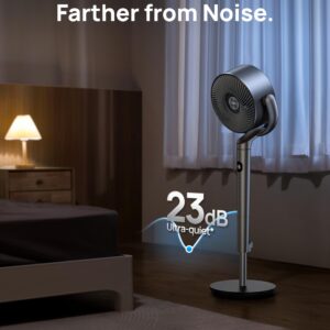 Dreo Standing Fan, 120°+120°Omni-directional Oscillating Fan For Bedroom, 80 ft Circulator With Remote, DC Motor Quiet Pedestal Fans, Adjustable Height, 8 Speeds, 3 Modes, 8H Timer, Home, PolyFan 502