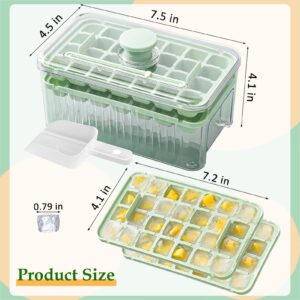 J.Y.Memorize Mini Ice Cube Trays for Freezer, Ice Cube Tray with Lid and Bin, 2 Pack 56 PCS Small Ice Cube Mold with Ice Scoop for Whiskey, Cocktail, Coffee and Kids DIY