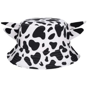 ggstddup cow print bucket hat cute bucket hat beach fisherman hat summer travel sun hat beach hat reversible for both men and women black