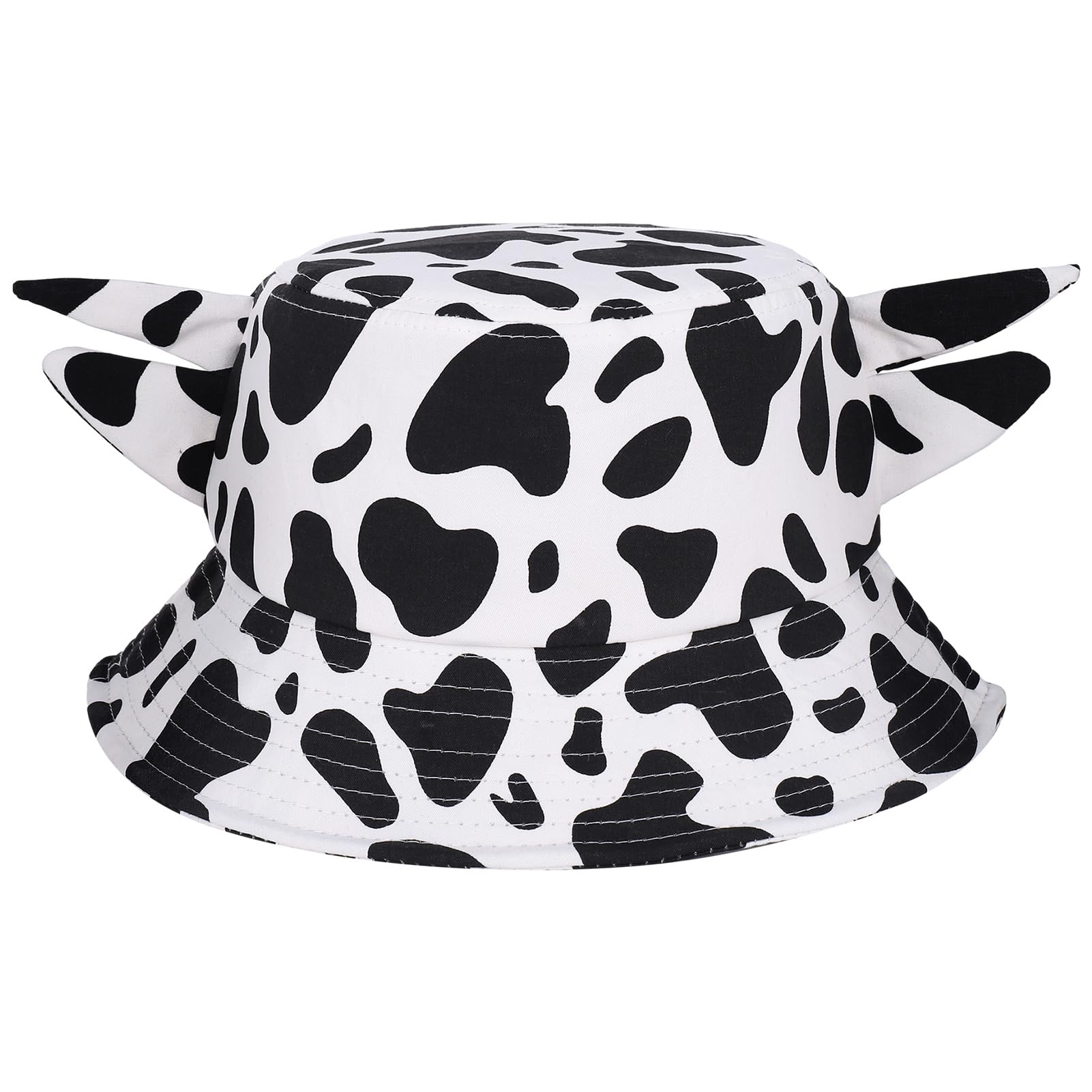 GGSTDDUP Cow Print Bucket Hat Cute Bucket Hat Beach Fisherman Hat Summer Travel Sun Hat Beach Hat Reversible for Both Men and Women Black