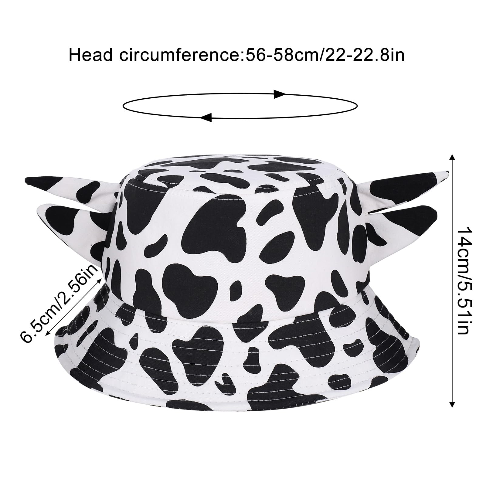 GGSTDDUP Cow Print Bucket Hat Cute Bucket Hat Beach Fisherman Hat Summer Travel Sun Hat Beach Hat Reversible for Both Men and Women Black