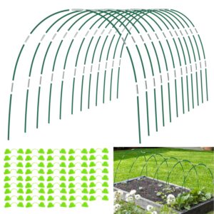 aierden 72pcs garden hoops for raised beds,12 sets of 8ft long greenhouse hoops grow tunnel, fiberglass support hoops frame for netting, plant support garden stakes for row cover