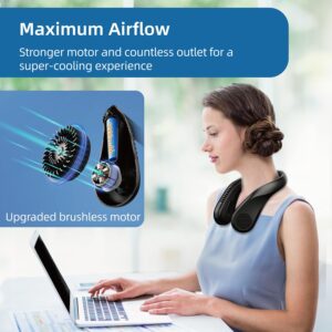 Nuerst Neck Fan, 5000mAh Portable Personal Fan, Hands-Free Bladeless Fan, Wearable Fan, 3 Speeds, Strong Airflow, Cooling Fan for Travel, Outdoor, Indoor, Black