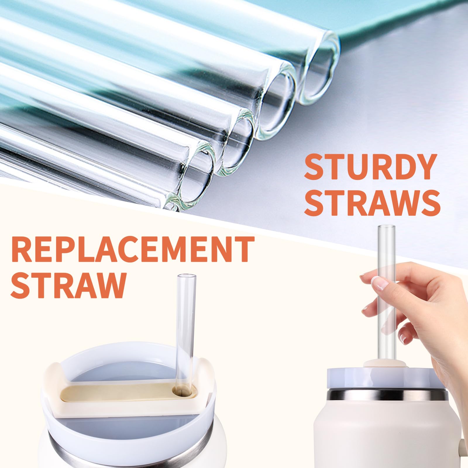 KEUYE 64oz Straw Compatible With Stanley, Extra Long Quencher 64 oz Straw,Cleaning Brush And Iceflow Flip Straw Tumbler 64 oz Compatible With Stanley Accessories,Resuable Ice Flow Flip Straw 64 oz