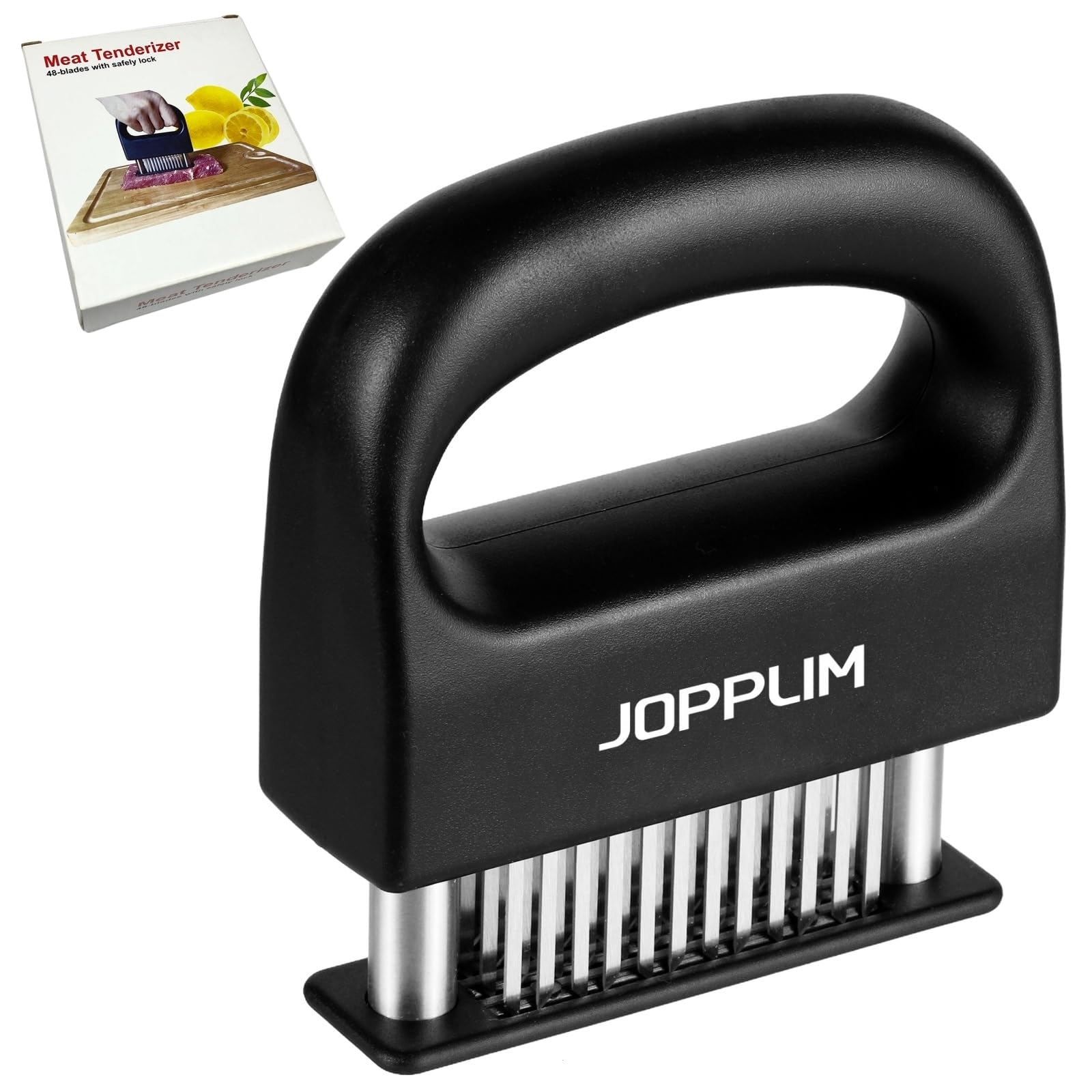 JOPPLIM Meat Tenderizer, With 48 Stainless Steel Ultra Sharp Needle Blades, Meat Poultry Tenderizer, for Tenderizing Beef, Pork, Turkey, Fish, Cooking Tool Best for Tenderizing, Marinade, BBQ