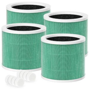 hy1800 air purifier replacement filter, compatible with loytio/ayafato/honeyuan/ioiow/chivalz/morento hy1800 purifier, 3-in-1 filtration, high-efficiency activated carbon, true hepa 13 filter (4 pack)