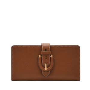 fossil women's harwell litehide™ leather tab bifold wallet, medium brown (model: sl10032200)