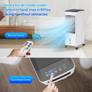 Portable Air Conditioners, 3 IN 1 Windowless Air Conditioner Portable with Remote, Fast Cooling Evaporative Air Cooler with 3 Ice Box, Swamp Cooler 1-7H Timer 3-Speed Portable AC for Room Office White