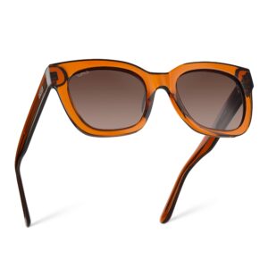 wearme pro women's polarized large square sunglasses: subtle cat eye corners, thick frame & modern aesthetics (crystal chestnut brown frame/brown lens)