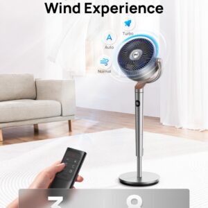 Dreo Standing Fan, 120°+120°Omni-directional Oscillating Fan For Bedroom, 80 ft Circulator With Remote, DC Motor Quiet Pedestal Fans, Adjustable Height, 8 Speeds, 3 Modes, 8H Timer, Home, PolyFan 502