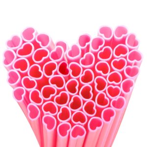 prurex 50pcs pink heartshaped straws,individually wrapped disposable drinking straws for valentines day/wedding/birthday party/cocktail supplies