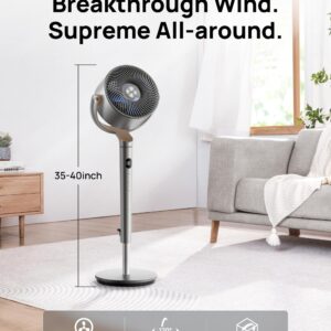 Dreo Standing Fan, 120°+120°Omni-directional Oscillating Fan For Bedroom, 80 ft Circulator With Remote, DC Motor Quiet Pedestal Fans, Adjustable Height, 8 Speeds, 3 Modes, 8H Timer, Home, PolyFan 502