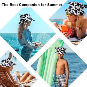 GGSTDDUP Cow Print Bucket Hat Cute Bucket Hat Beach Fisherman Hat Summer Travel Sun Hat Beach Hat Reversible for Both Men and Women Black