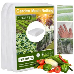 garden netting, cookmaster 10x33ft plant covers, ultra fine mesh protection netting for vegetable plants fruits shrubs flowers tree crops, greenhouse row cover raised bed barrier screen net