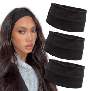 headbands for women 3pcs non slip sports headband soft cotton stretchy headbands hair accessories