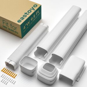 eastoyo mini split line set cover, 4''w 9.5 ft decorative line set cover kit for split air conditioner, central ac and heat pumps, zinc-plated antirust screws inclued