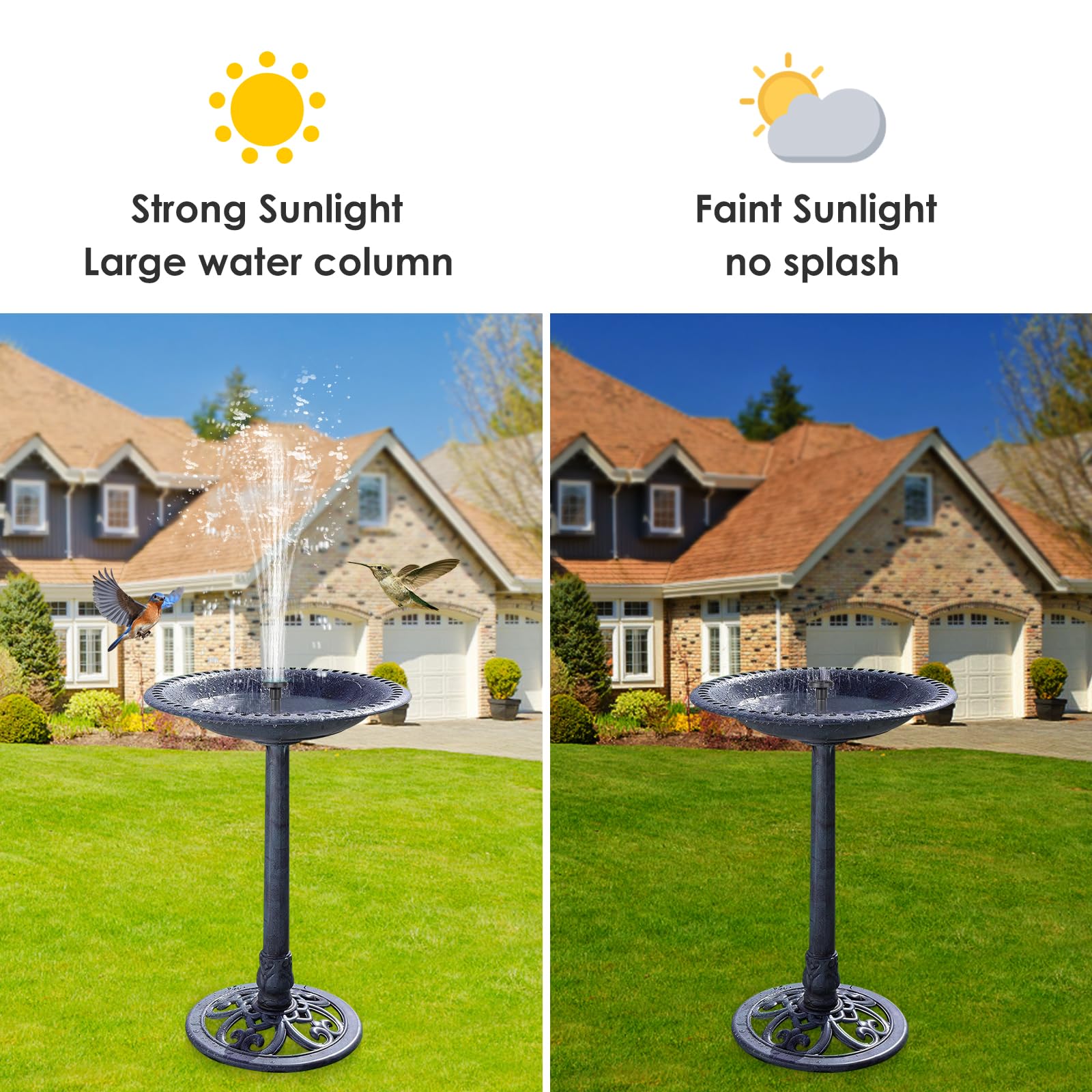 DIY Solar Water Pump Kit, 2.5W Solar Water Fountain Pump Outdoor with 8 Nozzles, Solar Water Pump for Bird Bath, Ponds, Garden and Fish Tank Garden, Pond