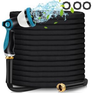 garden hose 100ft - water hose 100ft with 10 function hose nozzle, lightweight, kink free, non-expandable fabric garden hose for outdoor, garden, watering, car wash, yard, lawn and rv