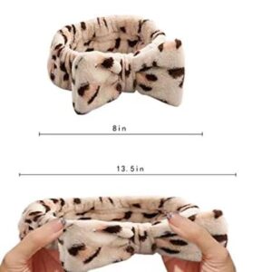 BAGLEV Spa Headband Makeup Spa Headband for Women Microfiber Coral Fleece Bow Hair Band Stretchable Elastic for Women Girls Shower Washing Face Makeup Birthday Gifts