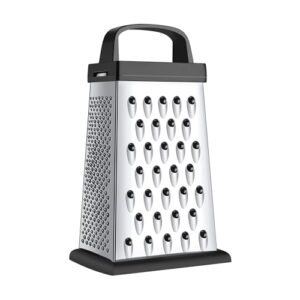 cheese grater box grater, mini size 4-sided stainless steel grater, food shredder for cheese, parmesan, vegetable, dishwasher safe, black