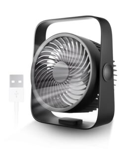 konsiden small fan, 8 inch usb desk fan, quiet office fan, 4 speed winds, 360° head tilt, detached cover, small table fan, easy to clean, ideal for bedroom, office, kitchen, camping