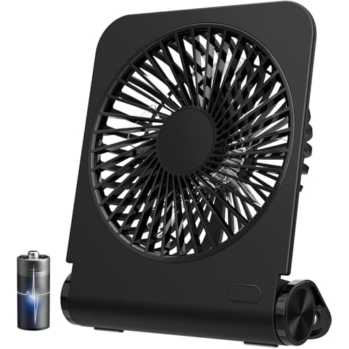 EasyAcc Small Powerful Desk Fan, 2000 Rechargeable Battery Powered Fan - Fully Foldable, Strong Wind, 4 Speeds - USB C Fan for Home, Travel, Cruise, Sporting Events, Hot Flashes - Gifts for Men Women