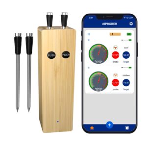 new 500ft smart wireless meat thermometer app control bluetooth wireless digital cooking thermometer for grilling and smoking/bbq/oven/smoker/air fryer/stove (2*probe)