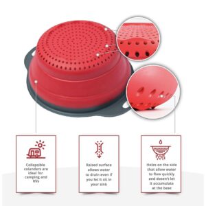 Set of 3 Niklye Ultimate Kitchen Strainers includes 1-10 inch & 2-12 inch. Collapsible Silicone Colanders For Easy Storage - Use with Pasta & Veggies or as a Fruit or Berry Bowl with Strainer., large