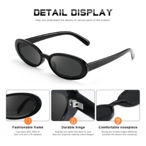 DANAMY Sunglasses Womens Retro Oval Sunglasses for Women Men Fashion Small Oval Sun Glasses 90s Vintage Driving Shades