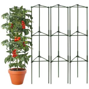 arbxvnr 3 package up to 48in tomato cage garden grid plant support posts with adjustable tomato cage vegetable grid (3pack)