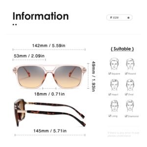 kimorn Sunglasses Womens Men Trendy Retro Sun Glasses Rectangle Frame Shades K1649 (Tortoiseshell +Pink)