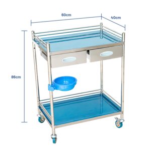 DIYTUNINGS Stainless Steel Lab Serving Cart 2-Tier Utility Cart Medical Storage Cart with Two Drawers for Lab Equipment Use Utility Services