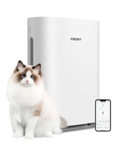 wisesky smart air purifier-hepa filter removes pollen, dust, smoke, pets odor, alexa air cleaner for home bedroom, large room up to 1241 sq. ft, quiet auto sleep mode, ws310a white