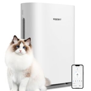 WISESKY Smart Air Purifier-HEPA Filter Removes Pollen, Dust, Smoke, Pets Odor, Alexa Air Cleaner for Home Bedroom, Large Room up to 1241 sq. ft, Quiet Auto Sleep Mode, WS310A White