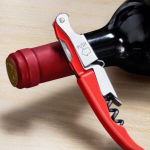 CORKAS Wine Key - Professional Handcrafted Heavy Duty Waiter Corkscrew, Compact Wine Opener with Double Hinged, Foil Cutter and Bottle Opener, Gifts for Servers, Sommelier, Bartenders - Red